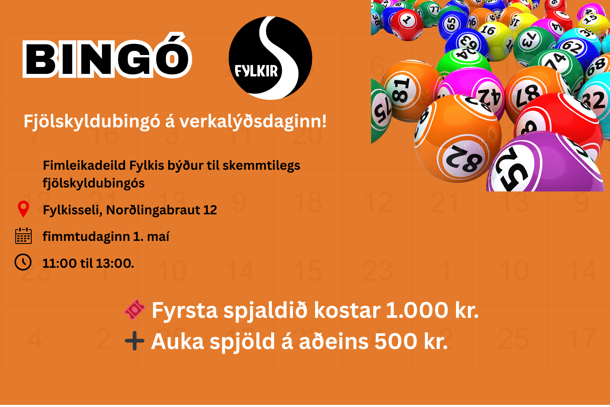 Fjölskyldubingó fimleikadeildar Fylkis - Fylkir